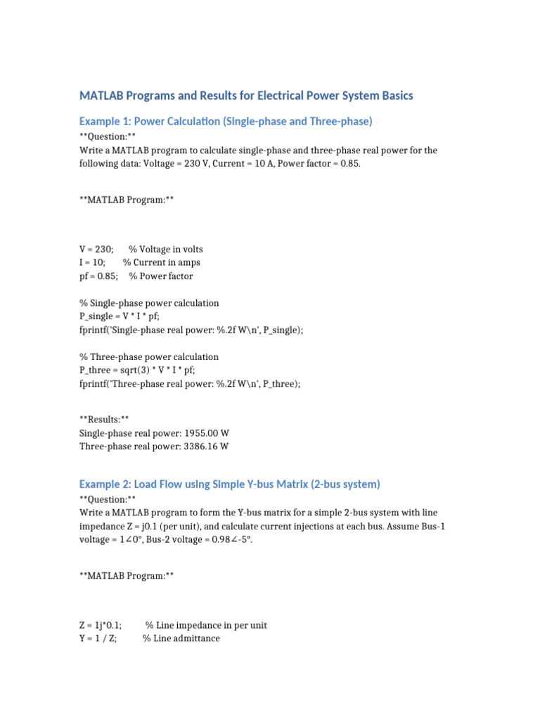 Power System Examples and Results | PDF
