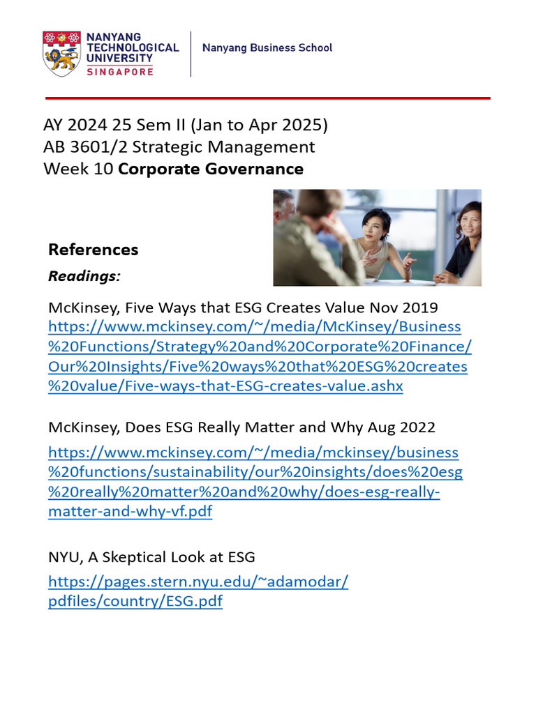 Week 10 Corp Governance References Readings | PDF