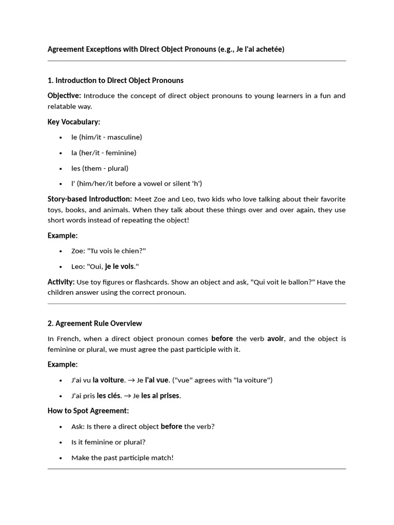 French Agreement Exceptions | PDF | Grammatical Gender | Verb