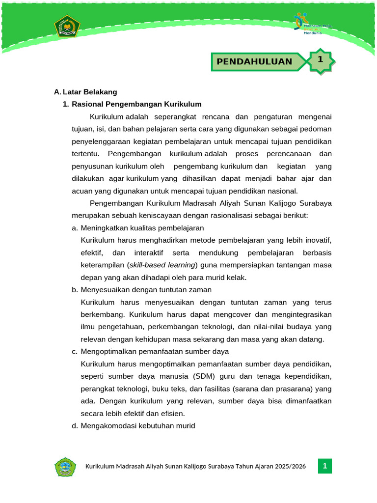 Kurikulum Madrasah Aliyah 2025/2026 | PDF