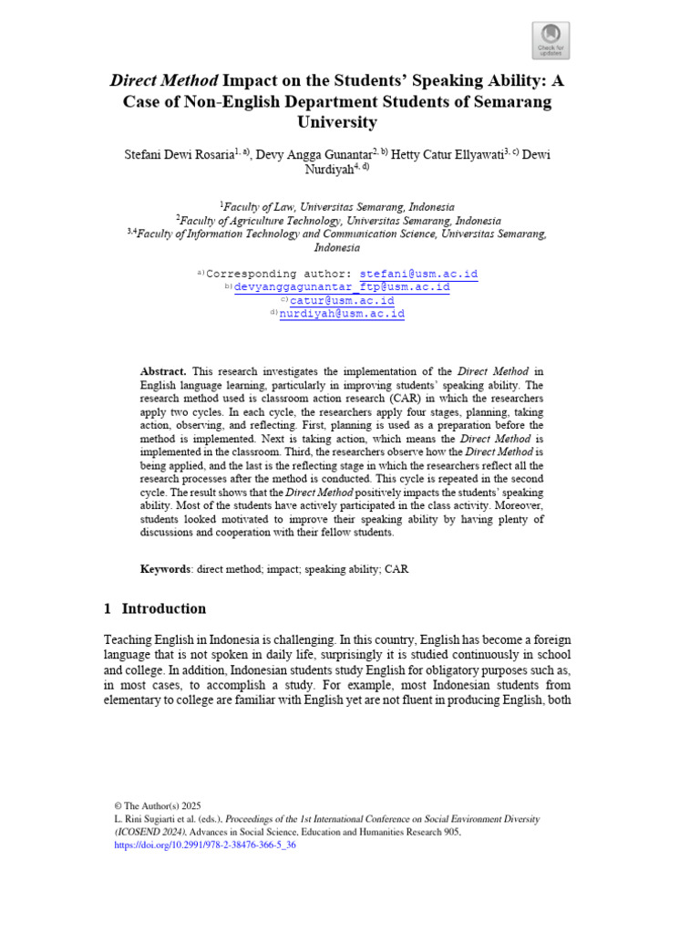 Direct Method Impact On The Students' Speaking Ability | PDF | Creative ...