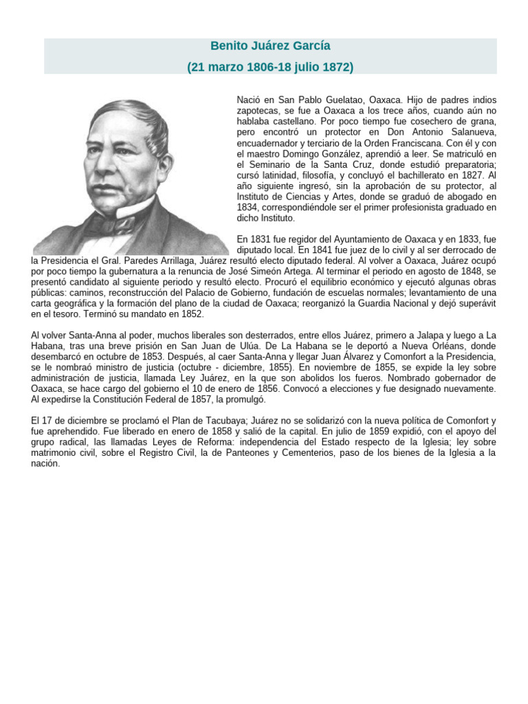 Biografía de Benito Juárez García | PDF | Gobierno