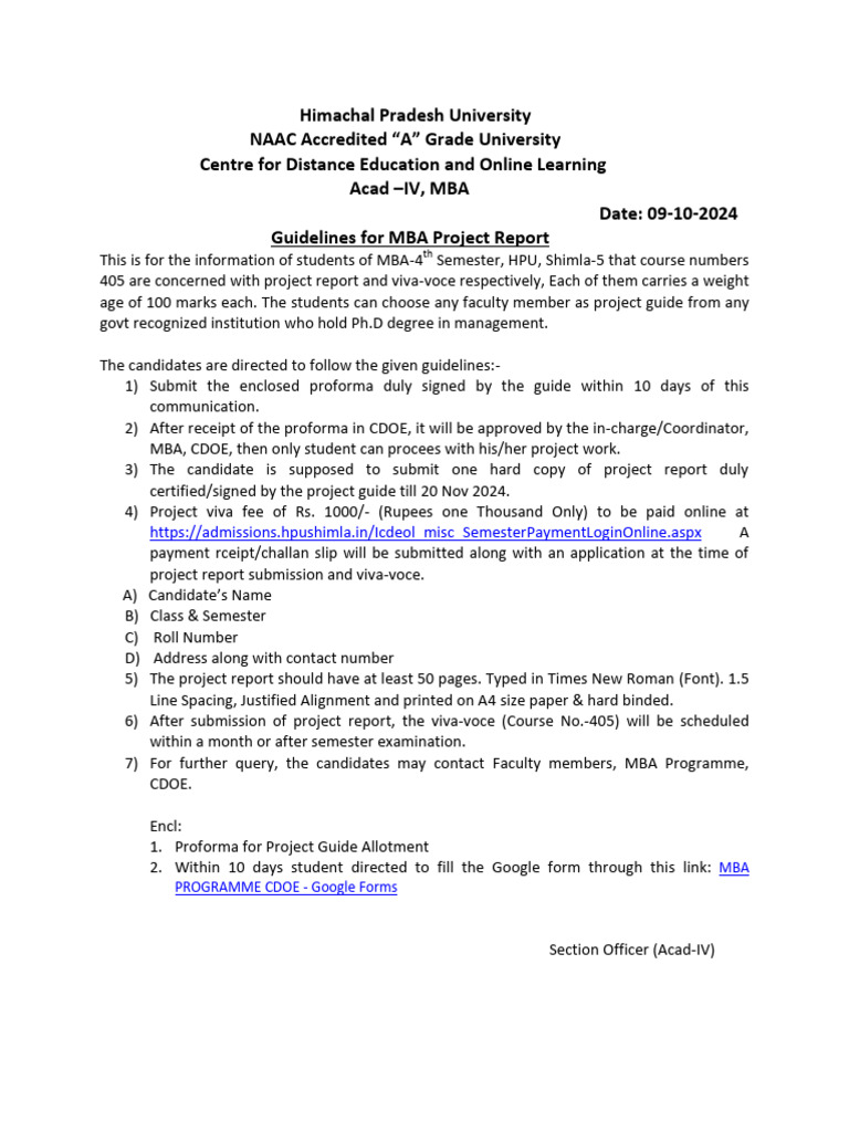 Project Proforma Mba 4th | PDF | Thesis | Master Of Business Administration