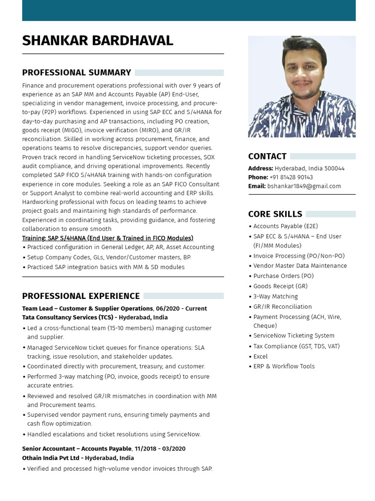 Shankar Resume | PDF | Accounts Payable | Business