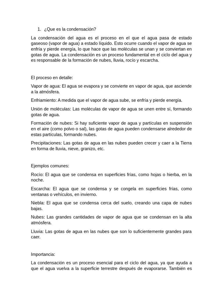 Proceso de Condensación del Agua | PDF | Vapor de agua | Condensación