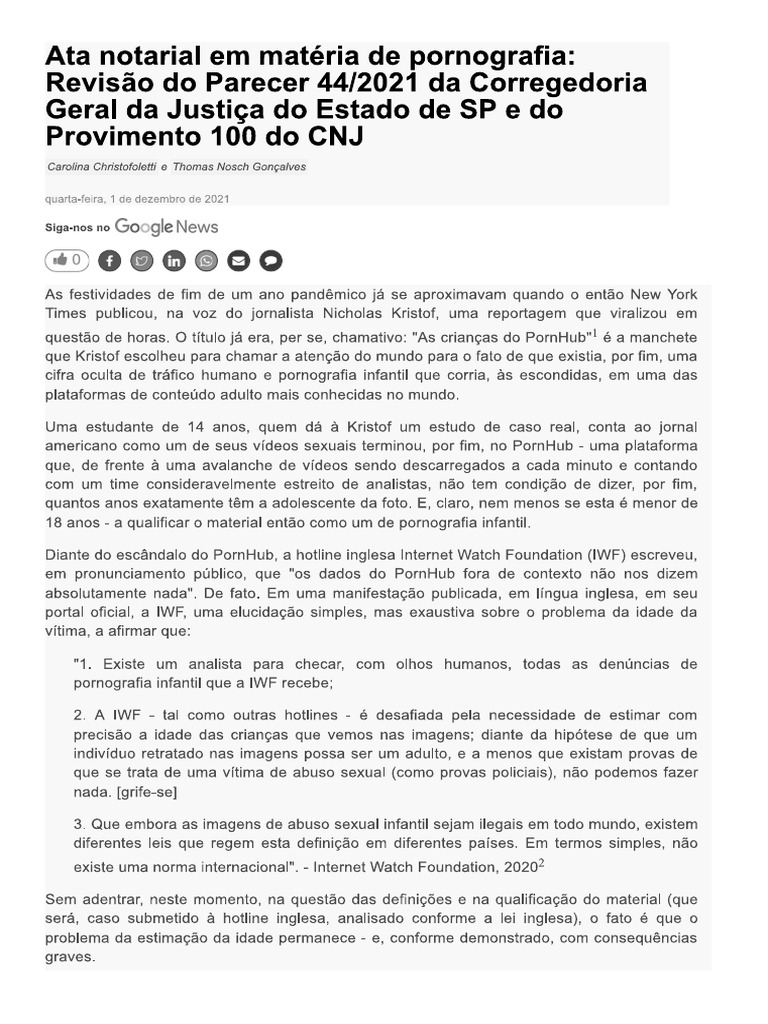 Leitura Obrigatória - Ata Notarial Matéria de Pornografia | PDF