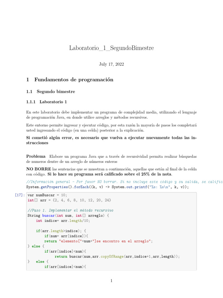 Búsqueda Recursiva en Java con Arreglos | PDF | Java (lenguaje de ...