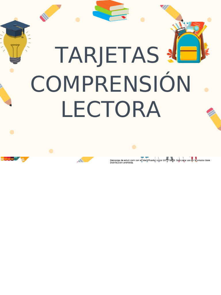 Tarjetas Comprensión Lectora | PDF | Visión | Encendiendo