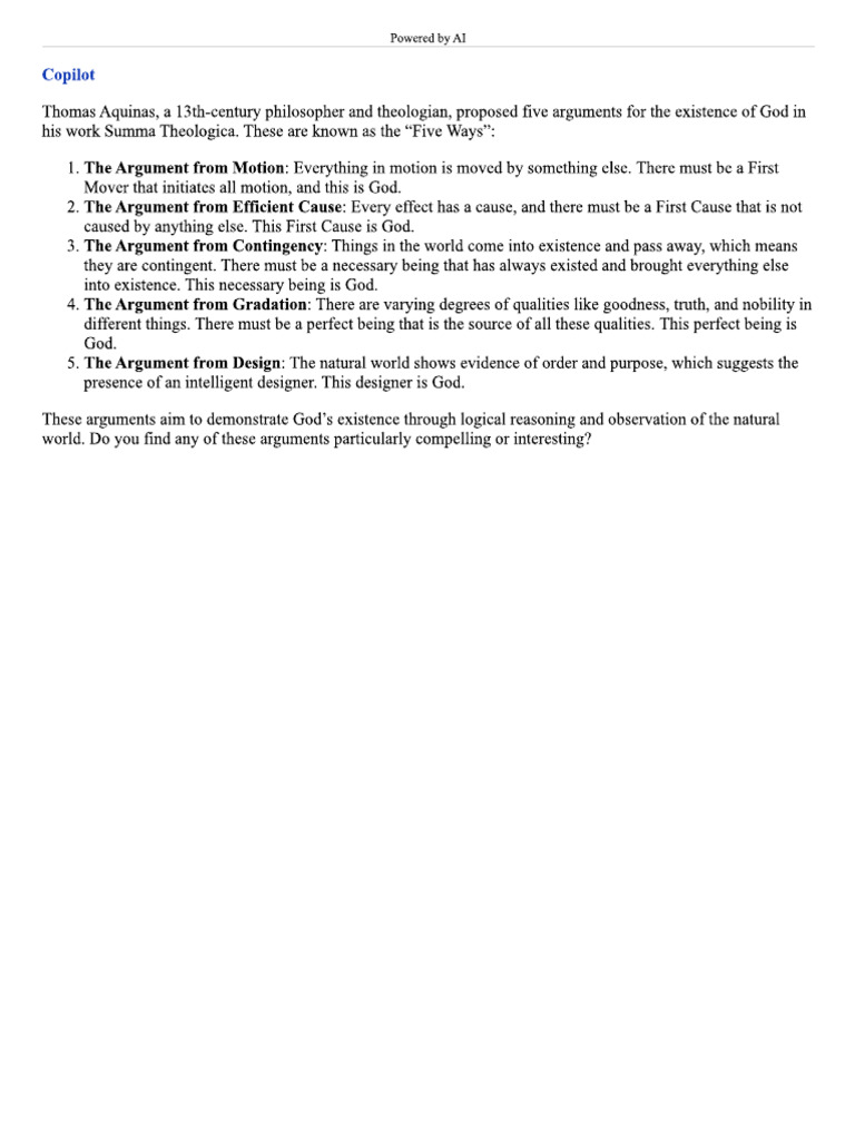 Thomas Aquinas Five Arguments to Prove God | PDF