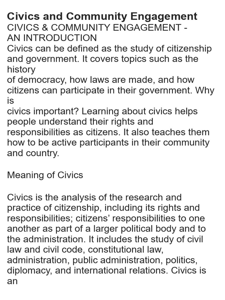 Civic and Community Engagement | PDF | Civics | Nonviolence