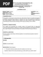 W1-D1 Lesson Plan Science 7-Matatag | PDF | Learning | Lesson Plan