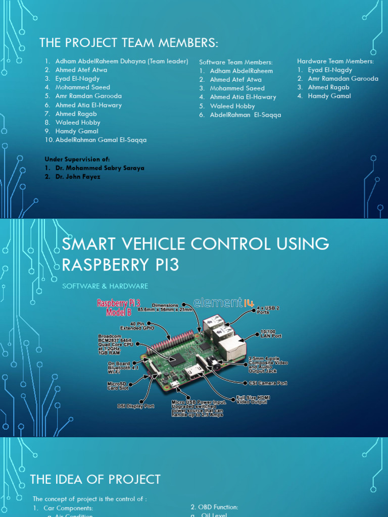 Smart Vehicle Control Project Team Overview | PDF