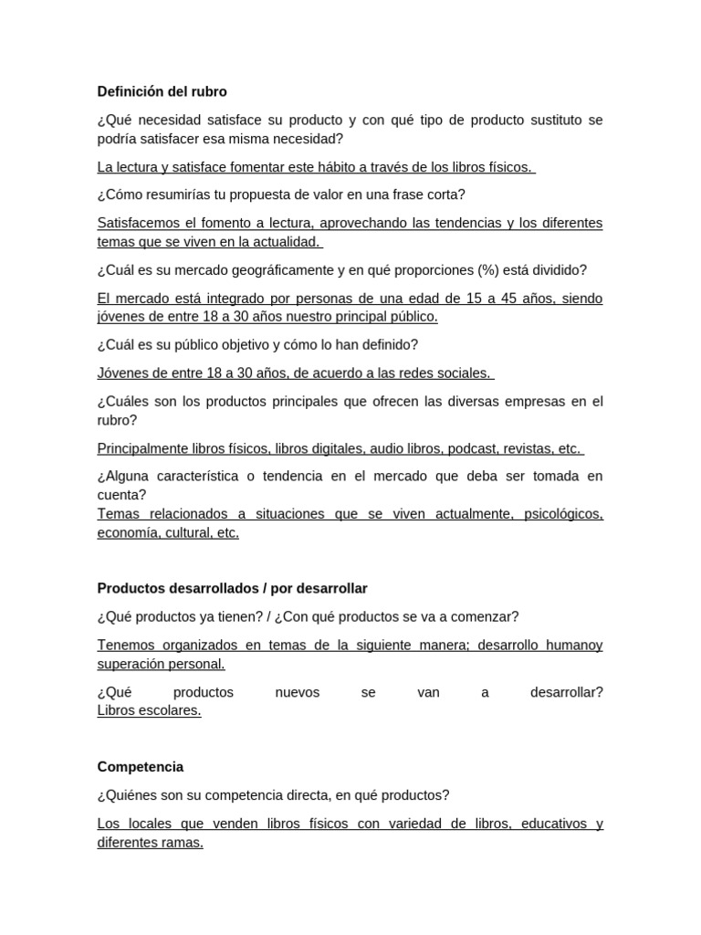 Definición Del Rubro CUESTIONARIO | PDF | Mercado (economía) | Conocimiento