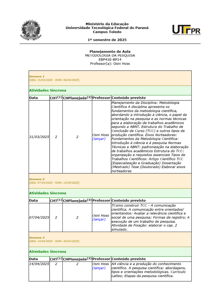 2025-1 - Metodologia - Computação - Planejamento de Aula - METODOLOGIA ...