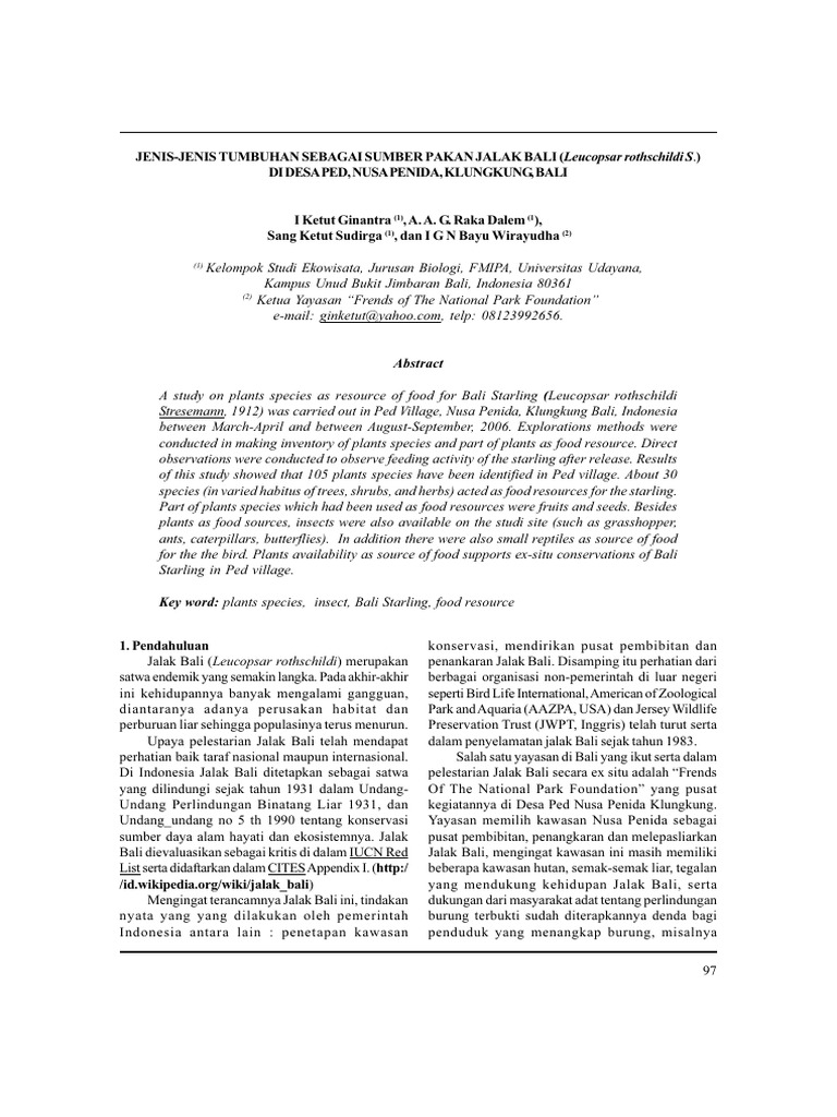 Makanan Jalak Bali dan Bali Starling | PDF