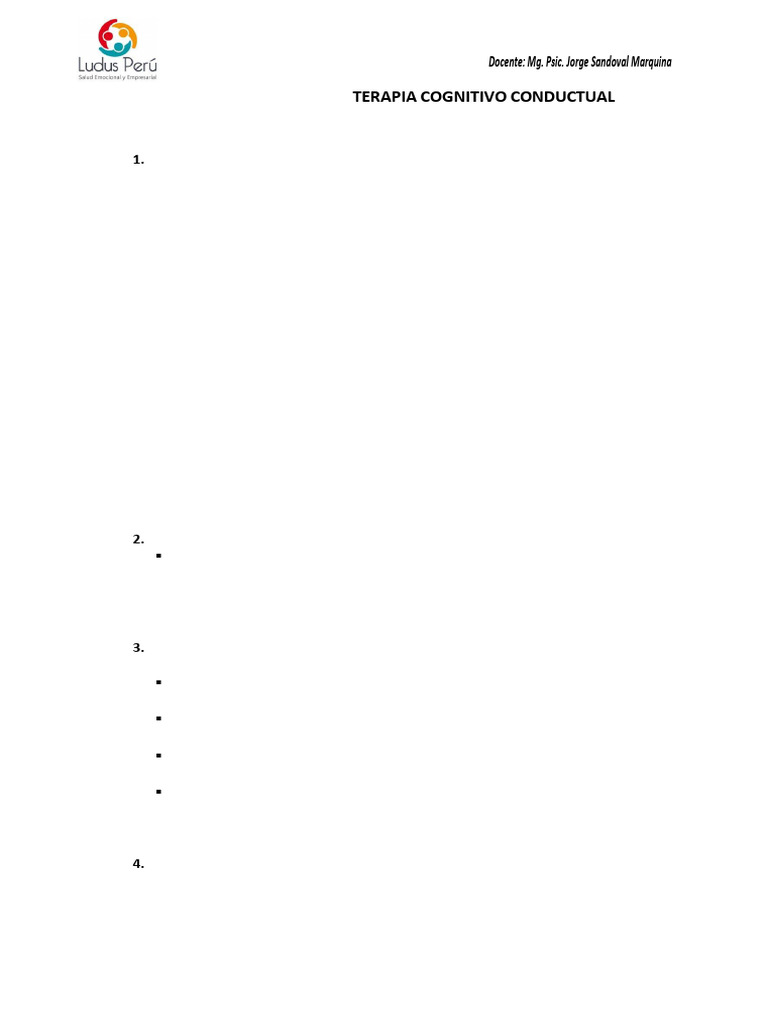 Silabo Terapia Cognitivo Conductual Ludus.. | PDF | Terapia de conducta cognitiva | Sicología