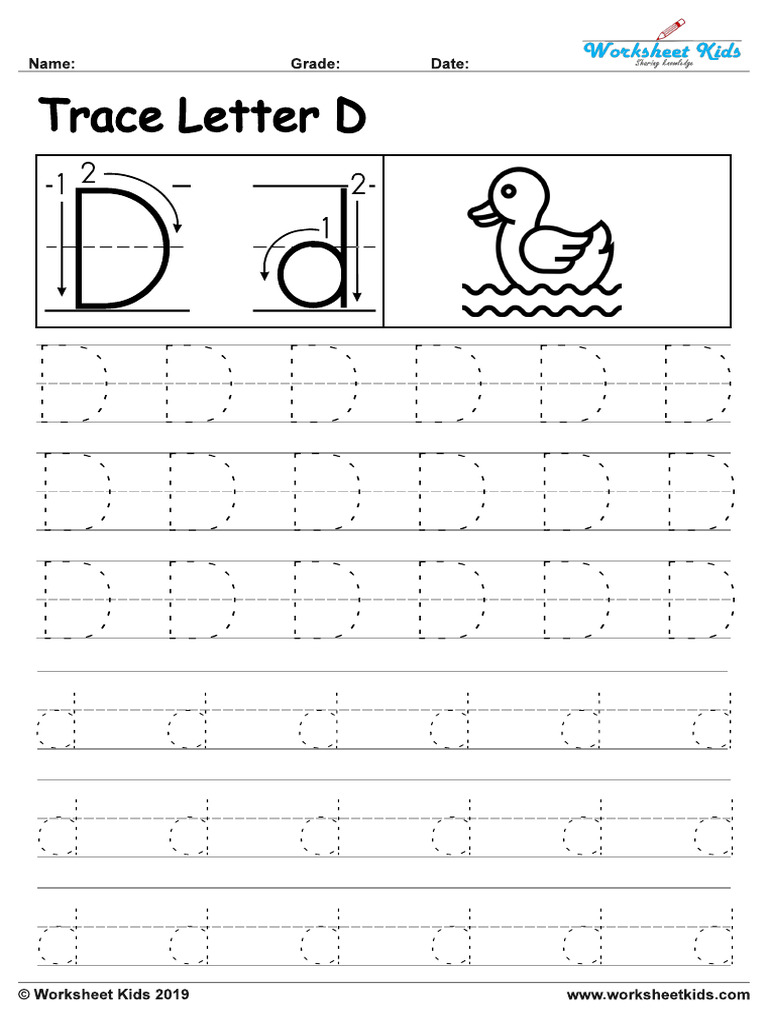 Alphabet Letter D Writing Practice Sheet | PDF