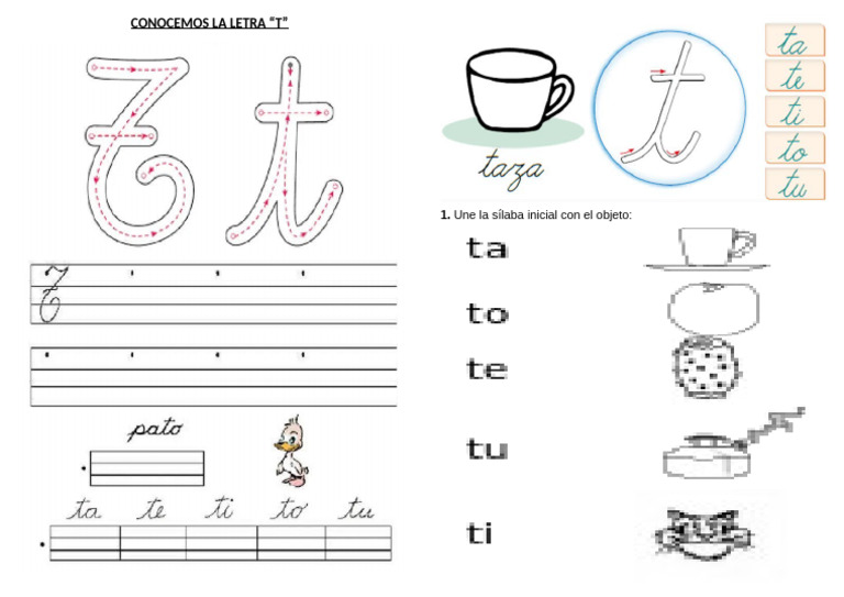 Ficha de Trabajo de La Letra T | PDF