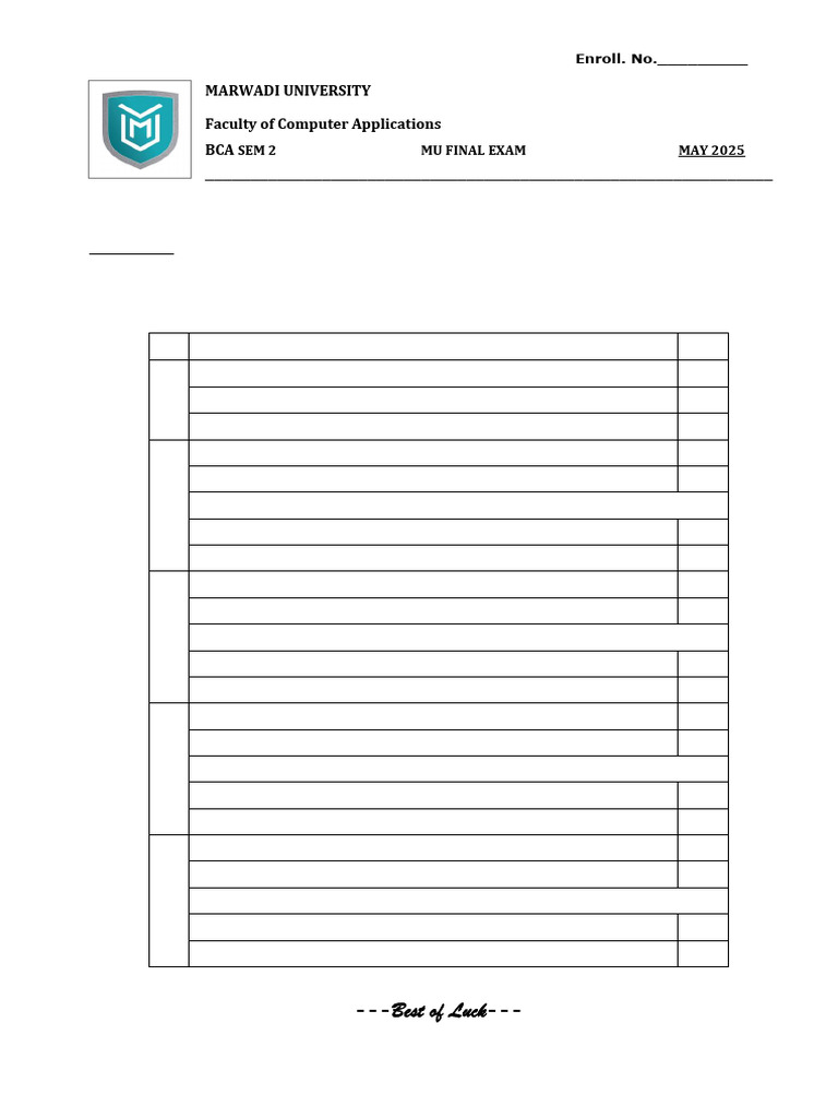 BCA Sem 2 Mathematics II Exam Paper | PDF