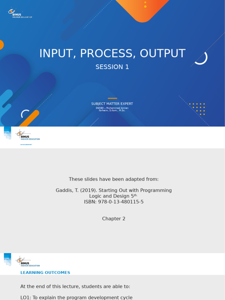Session 1 - COMP6798001 - Input-Process-Output | PDF | Computer Program | Programming