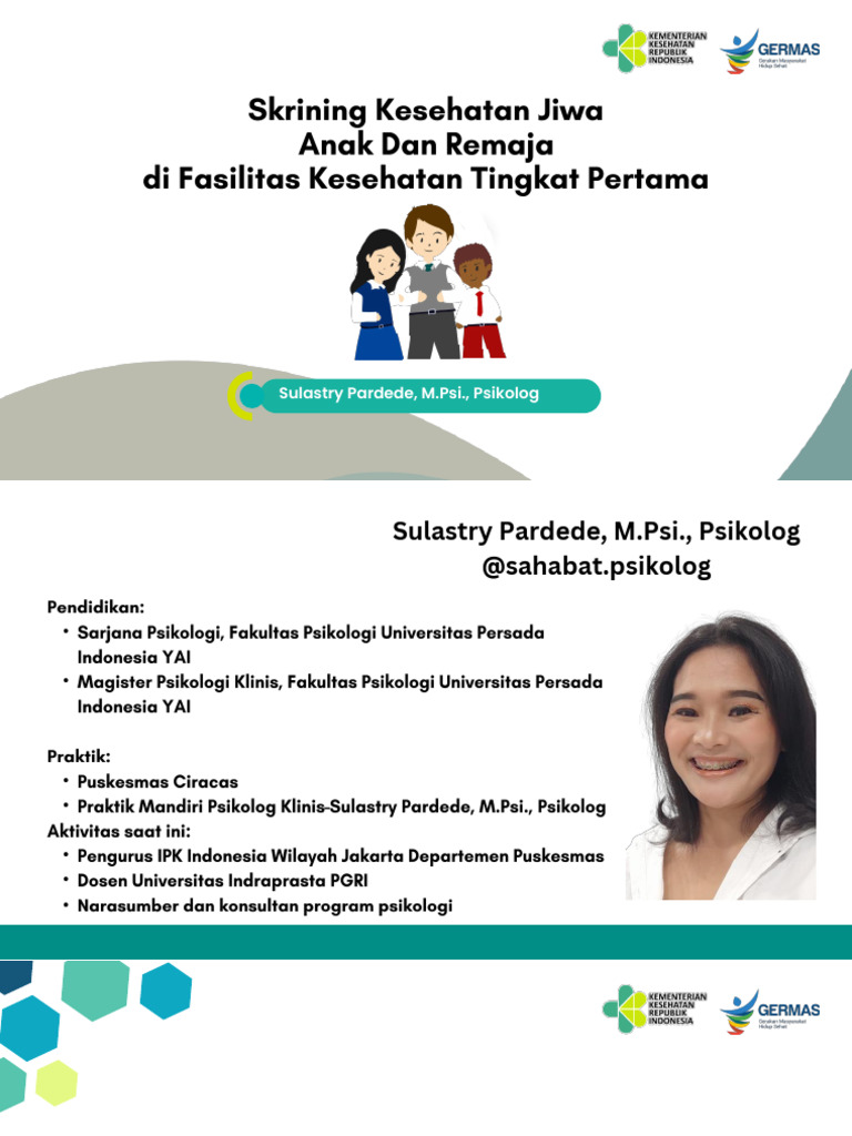 Materi - Skrining Kesehatan Jiwa Pada Anak Dan Remaja | PDF