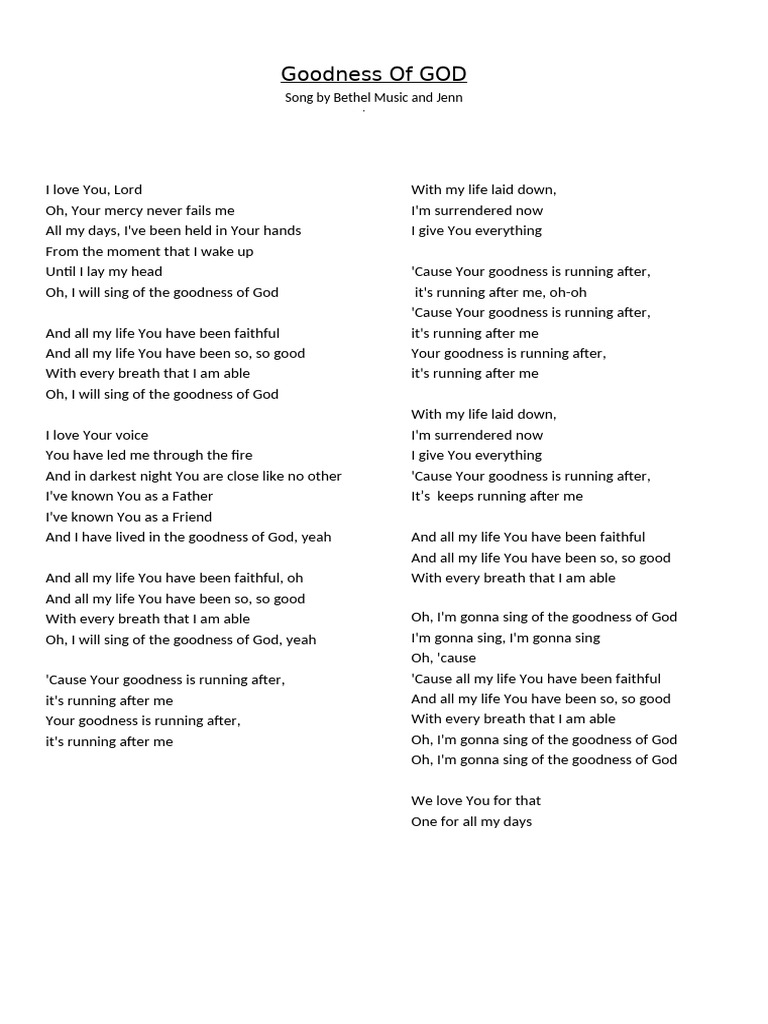 Goodness of God Text Lagu Natal 2024 | PDF | Pop Music | Religious Songs