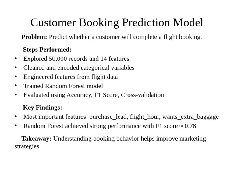 Booking Model Summary | PDF