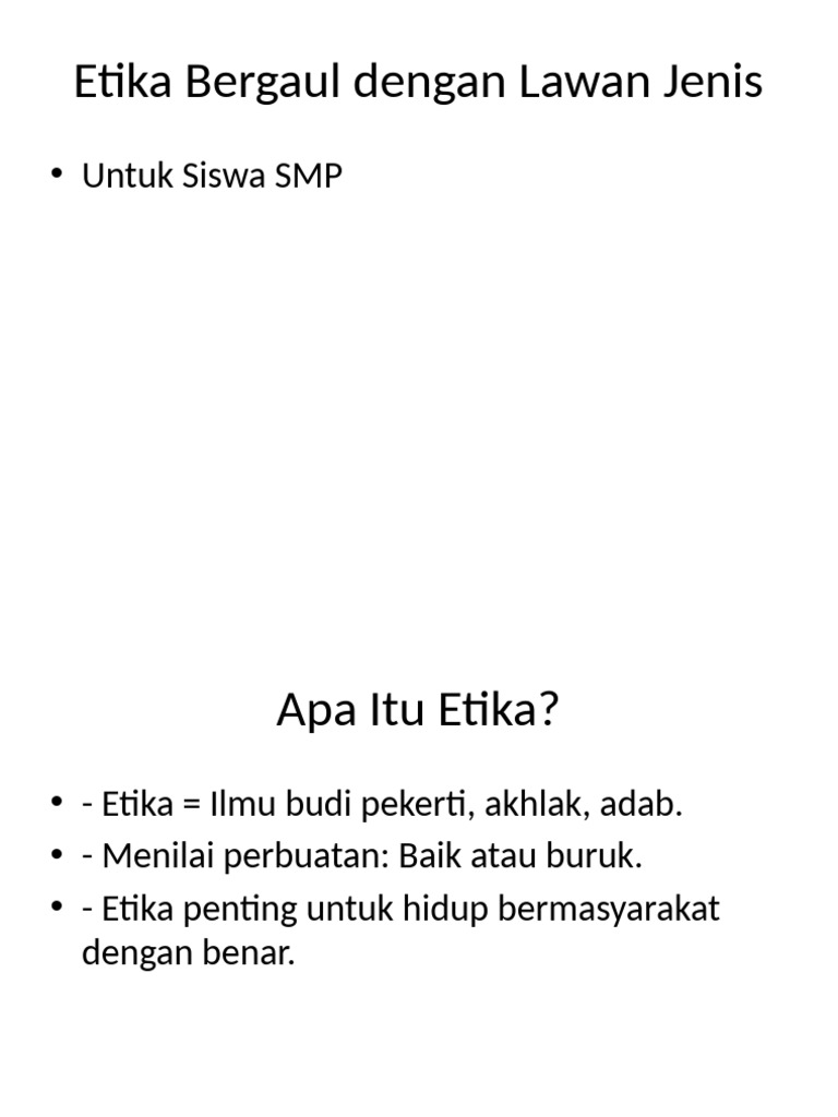 Etika Bergaul Dengan Lawan Jenis SMP | PDF