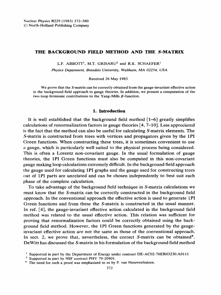 Background Field Method and The S Matrix | PDF | Gauge Theory | Function (Mathematics)