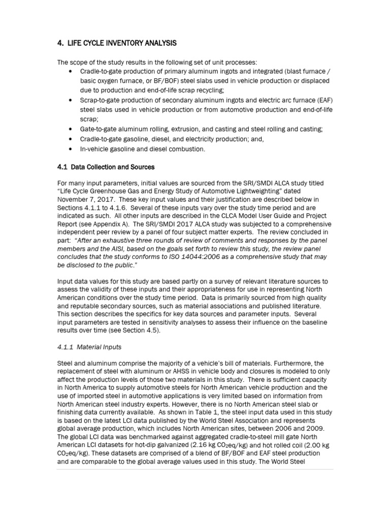 SRI SMDI Auto CLCA Study Final Report 3 | PDF | Life Cycle Assessment ...