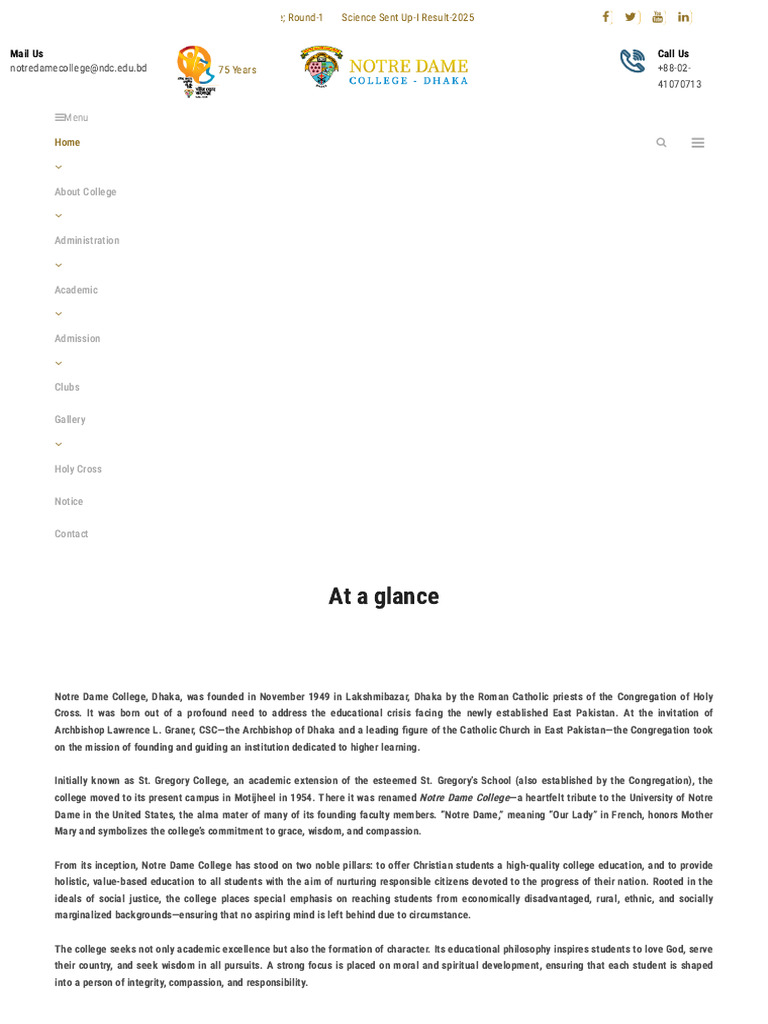 Notre Dame College, Dhaka at A Glance | PDF