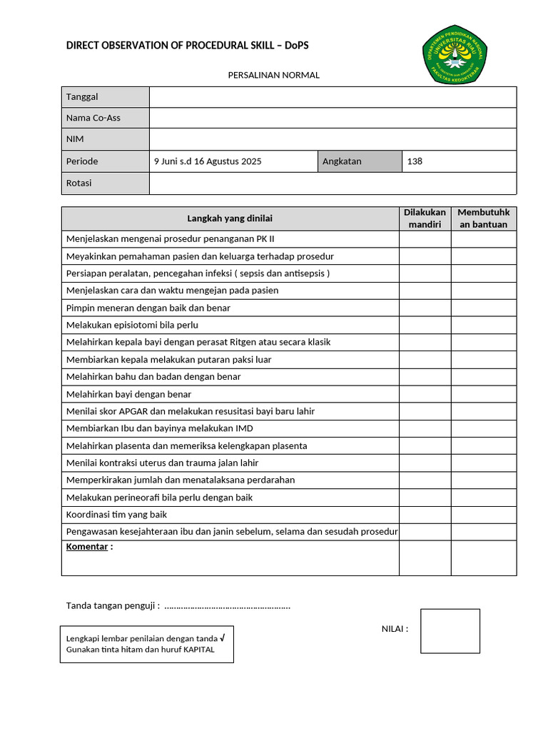 DoPS - T1 - Persalinan Normal | PDF