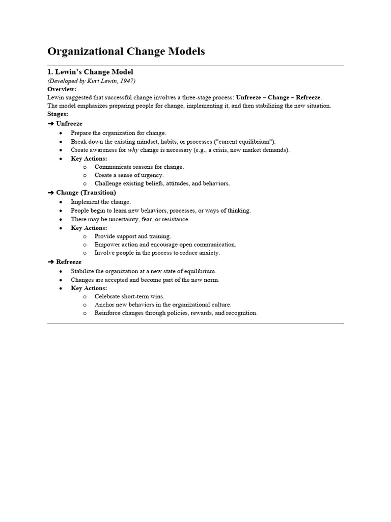Organizational Change Models | PDF | Organizational Culture | Emotions