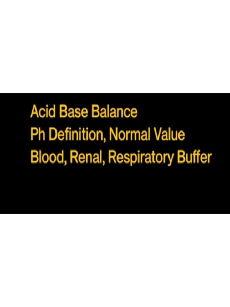 Acid Base Balance | PDF
