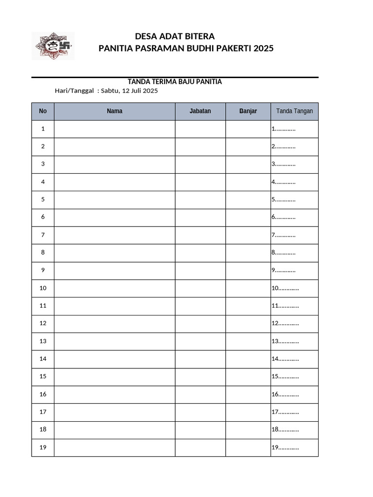 Tanda Terima Panitia | PDF