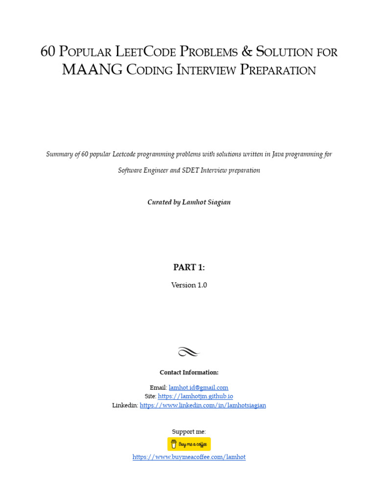 60 Popular LeetCode Problems Solution For SDET 1746750604 | PDF | Computer Programming ...