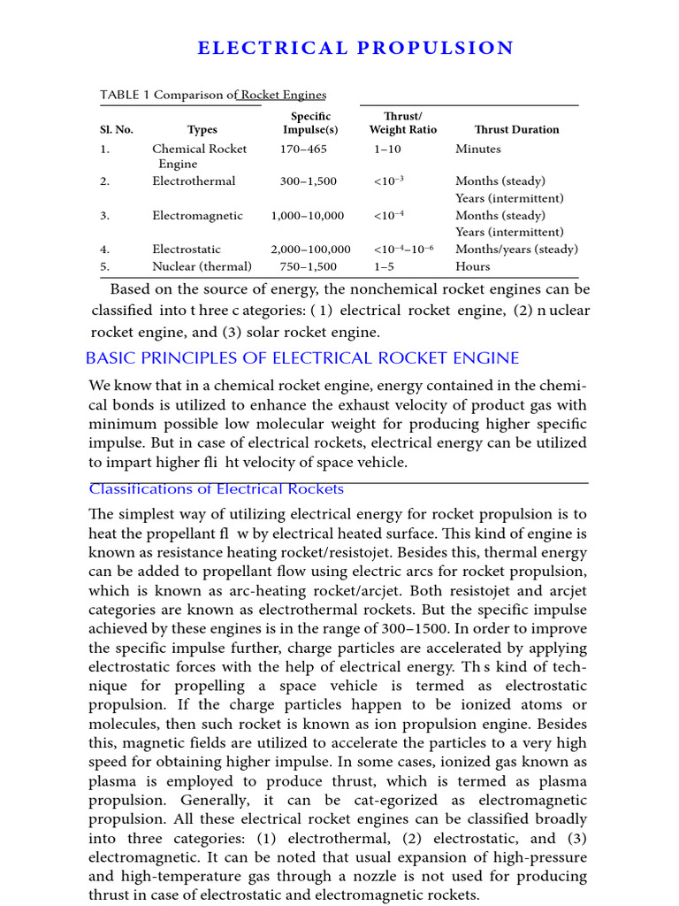 Electric Propulsion-Notes | PDF | Ballistics | Rotating Machines