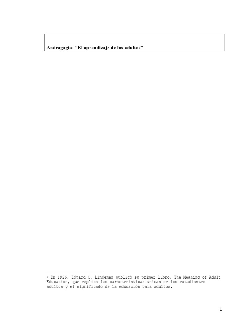 Educación de Adultos: Enfoques y Teorías | PDF | Aprendizaje | Adultos
