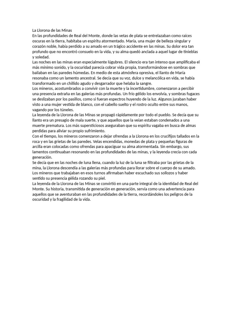 La Llorona de las Minas: Leyenda y Mitos | PDF