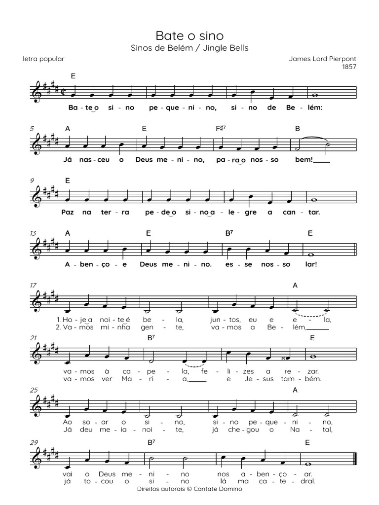 Bate o Sino - James Lord Pierpont - Partitura Completa | PDF