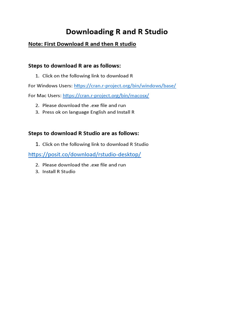 Downloading R and R Studio | PDF