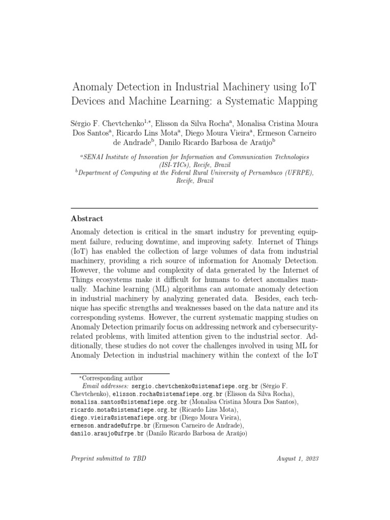 Anomaly Detection in Industrial Machinery Using IoT Devices and Machine Learning A Systematic ...