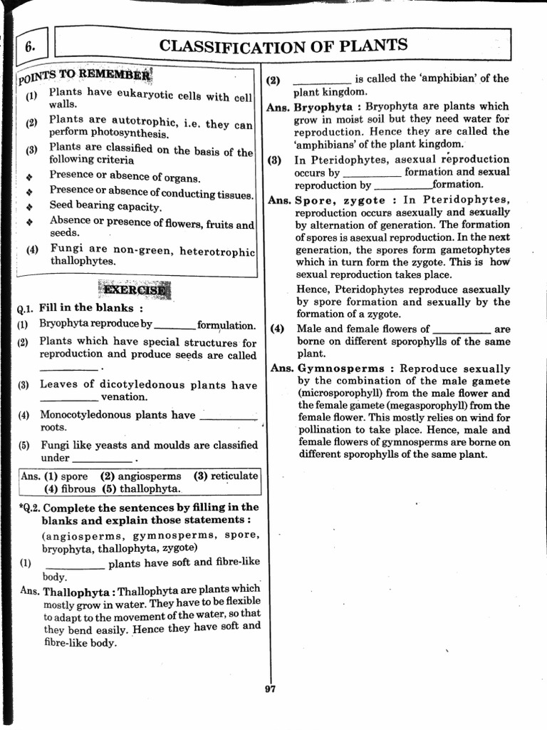 STD 9th - Chapter.6 - Classification of Plants - Notes | PDF | Sexual ...