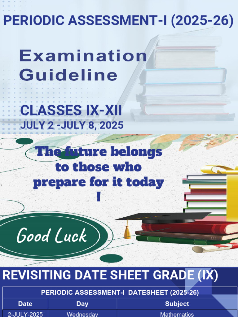 Periodic Assessment I Datesheet 2025-26 | PDF