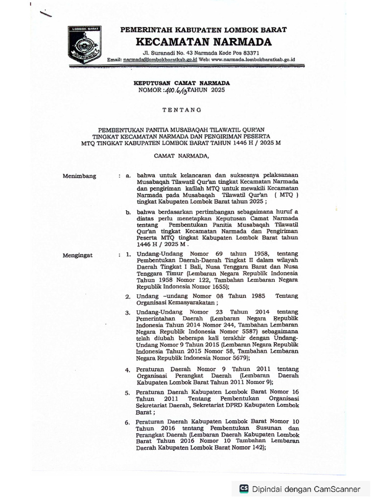 SK Panitia MTQ 2025 | PDF