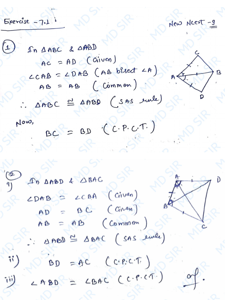 Class 9 - New NCERT - Triangles - Notes by MD Sir | PDF