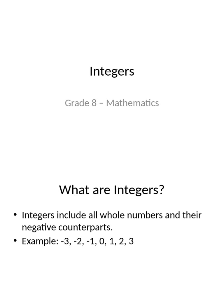 Integers Grade8 | PDF