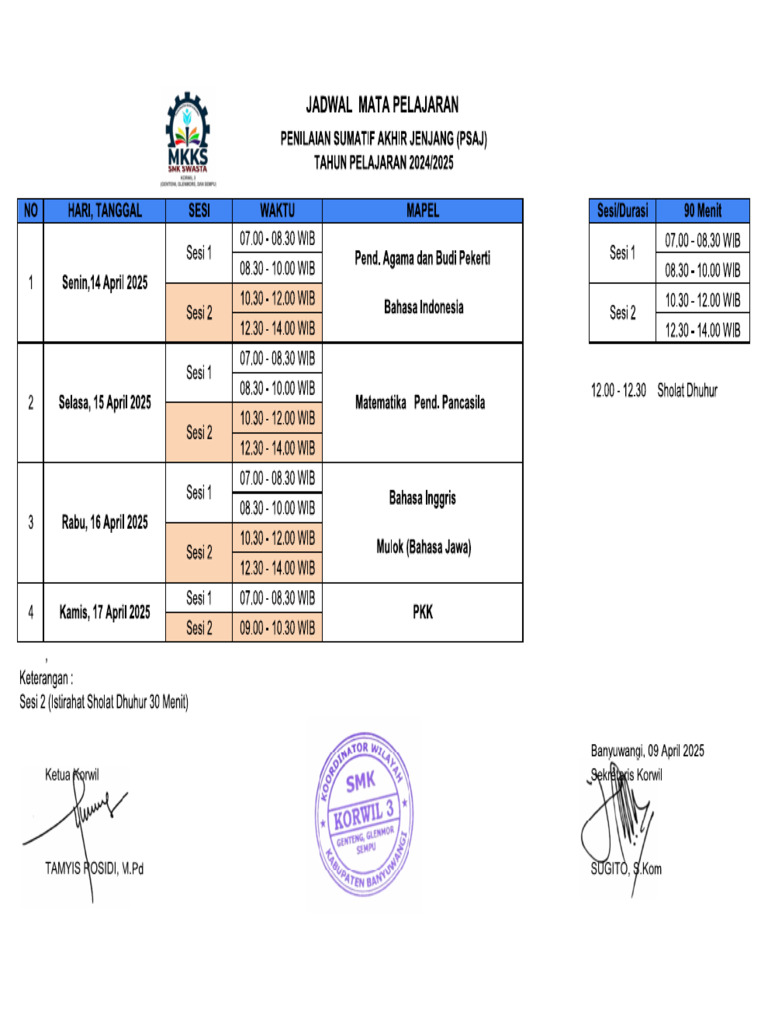 Jadwal PSAJ | PDF