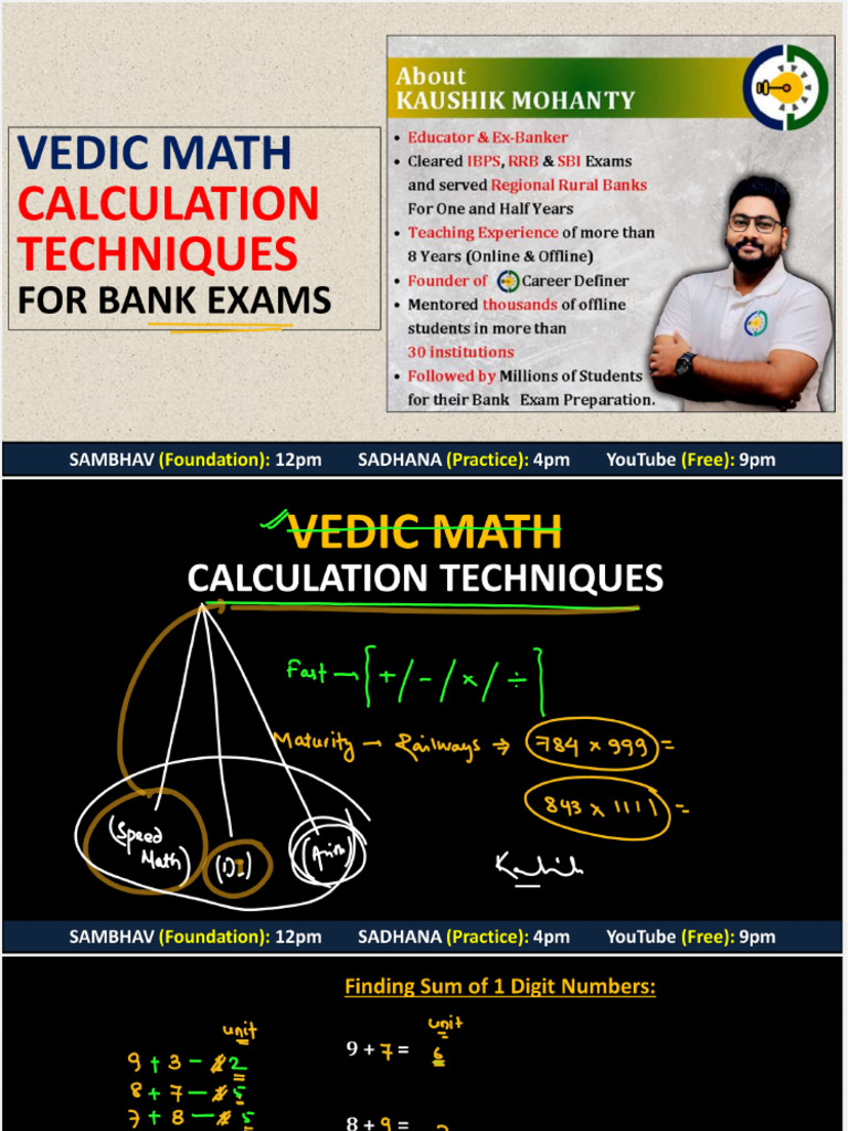 Vedic Math Calculation Techniques (Sol) PDF | PDF
