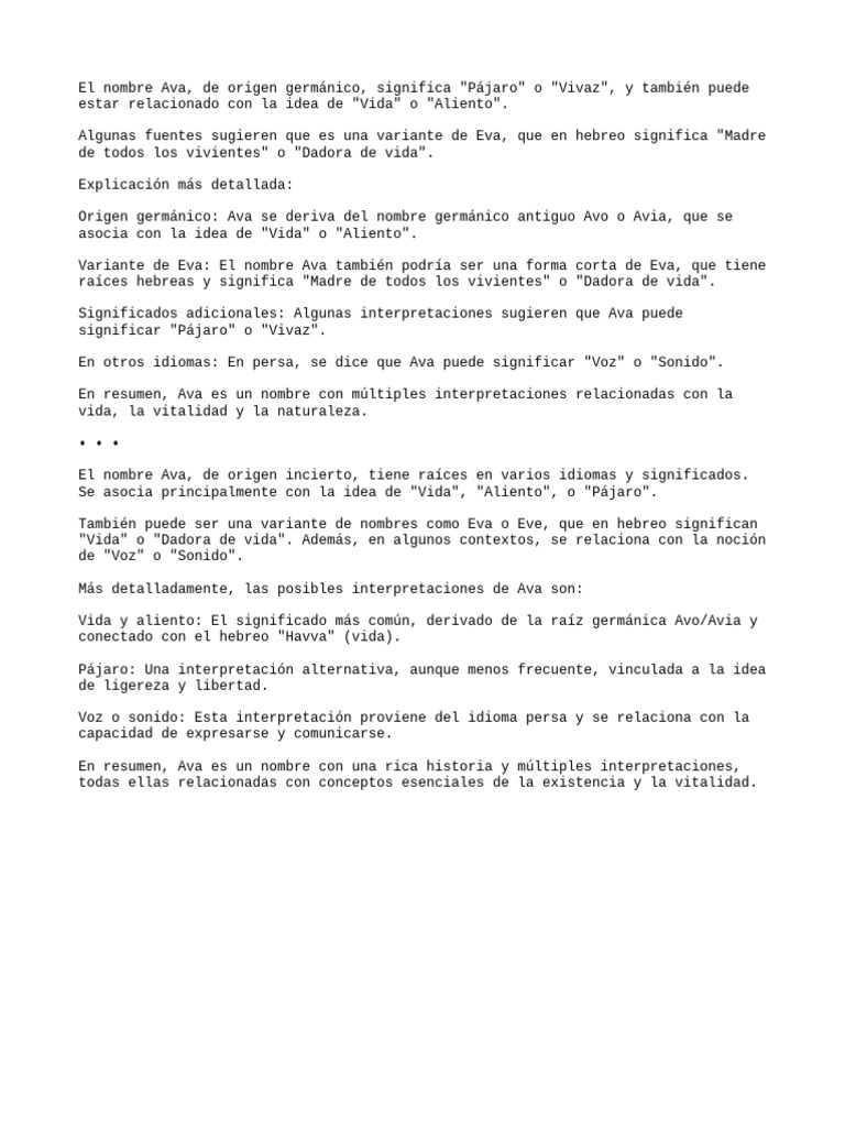 Significado del nombre Ava | PDF